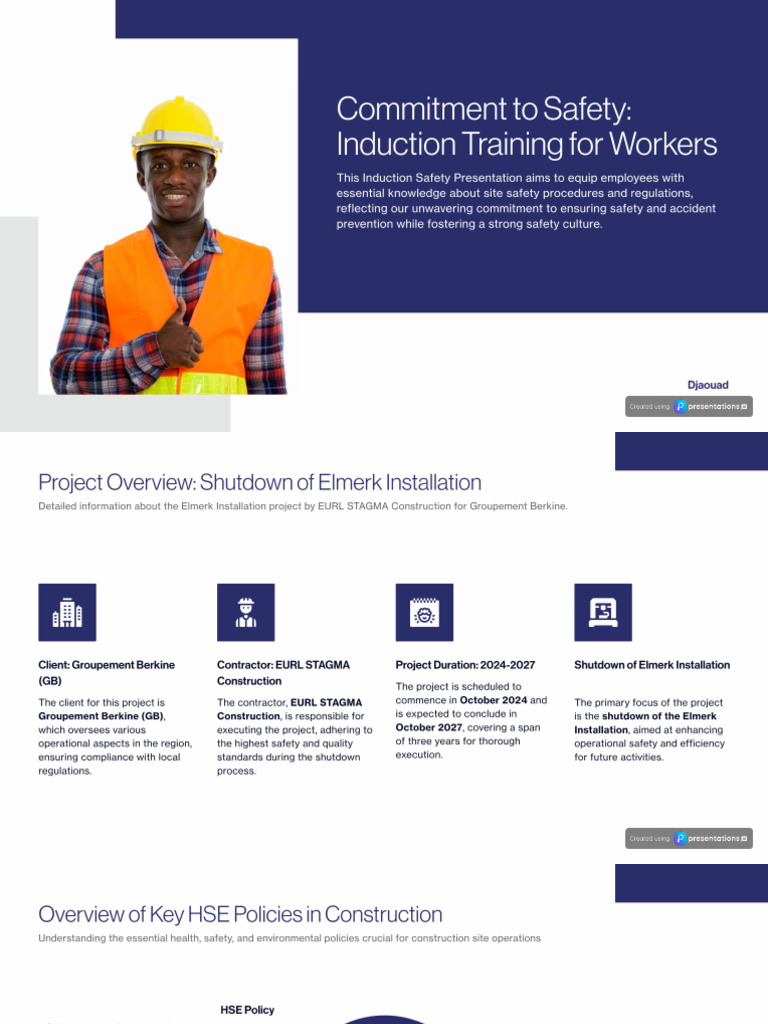 Induction Safety Training For Construction Site | PDF