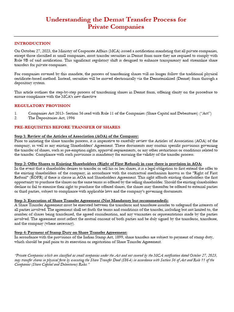 Demat Share Transfer Process Guide | PDF | Securities (Finance) | Justice