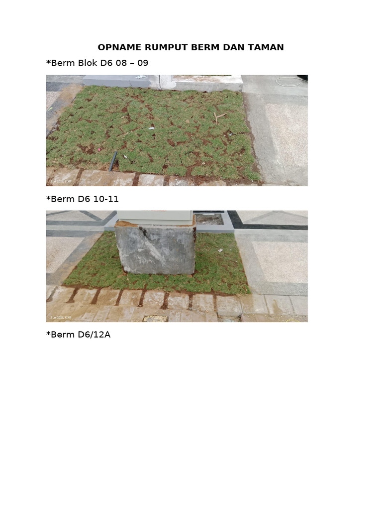 Opname Berm & Taman | PDF