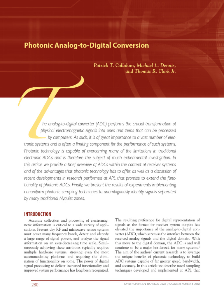 Photonic ADC Innovations and Techniques | PDF | Analog To Digital ...