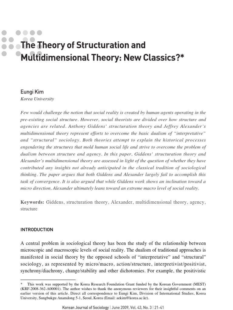 02E Kim Multidimensional | PDF | Social Structure | Sociology