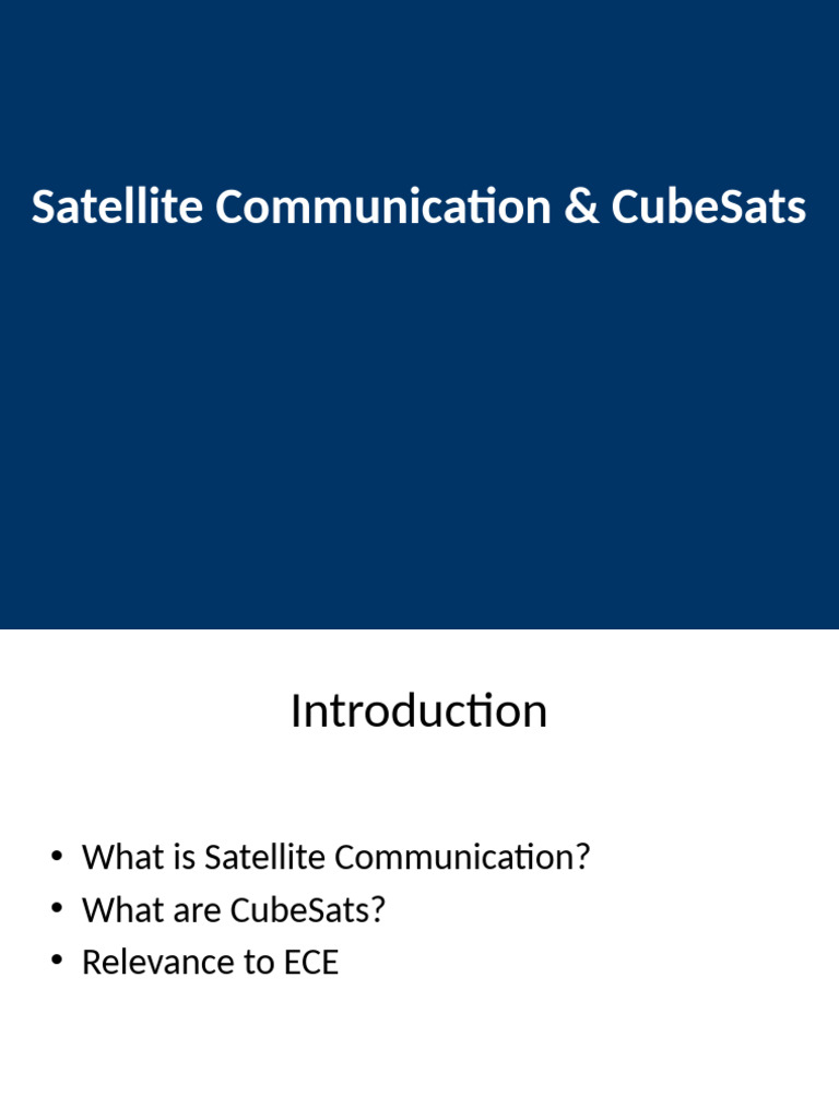 Satellite Communication and CubeSats | PDF