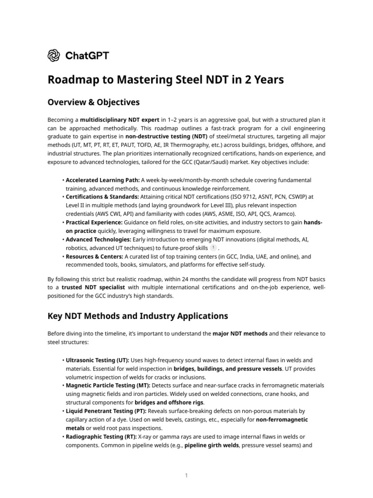 NDT Mastery Roadmap for Steel Experts | PDF | Nondestructive Testing ...