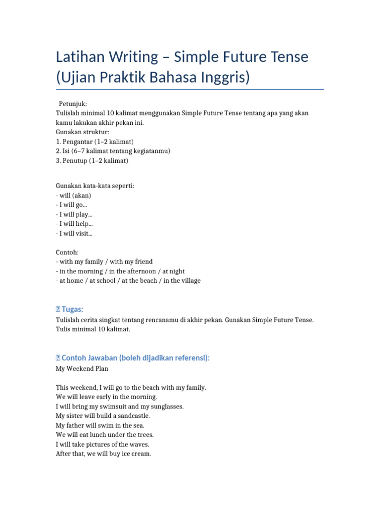 Simple Future Tense Writing Exercise | PDF