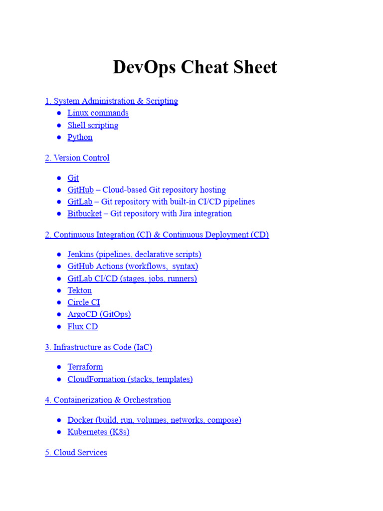 DevOps Cheat Sheet - Updated | PDF | Computing | Software