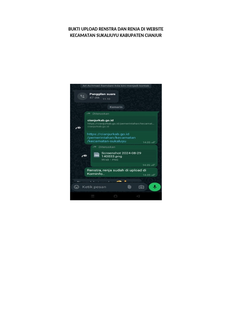 Bukti Upload Renstra Dan Renja Di Website | PDF