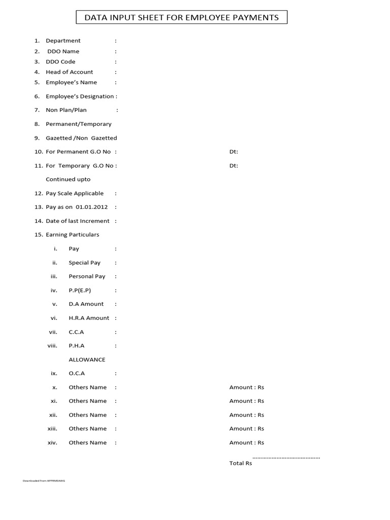 Data Input Sheet For Employee Payment | PDF | Chess Theory | Chess