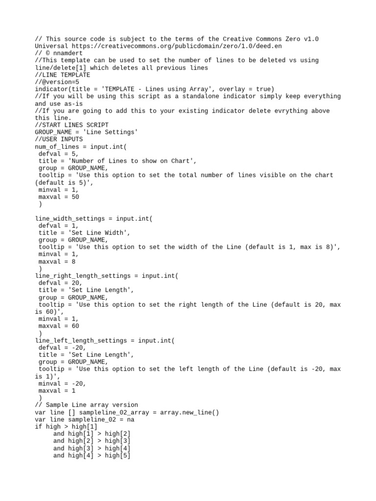 Lines Using Arrays Template | PDF