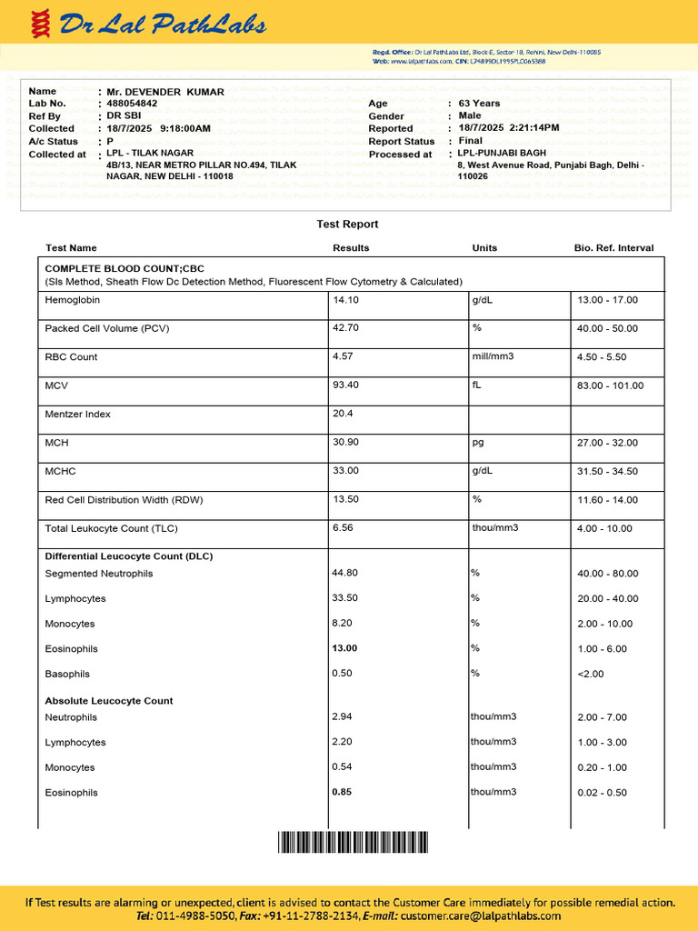 CBC and Lipid Profile Report Summary | PDF | Medical Specialties ...