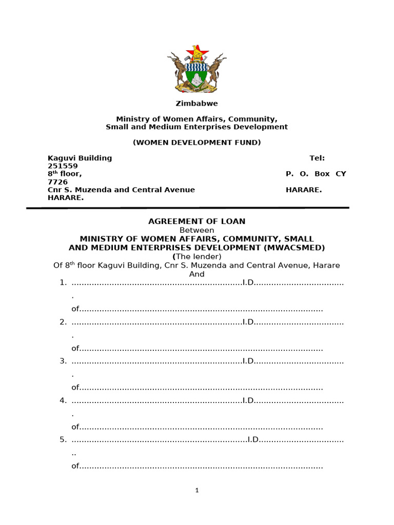 WDF Loan Agreement Form Template | PDF | Loans | Debt