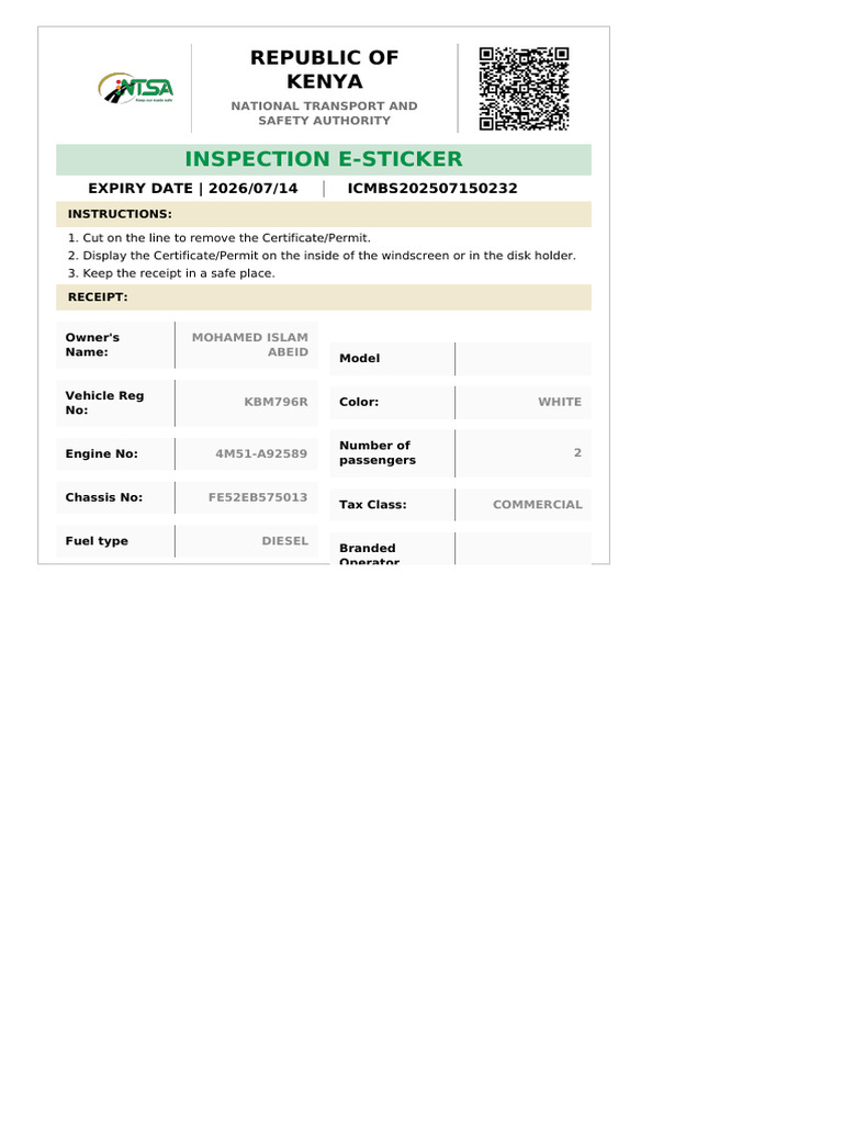 MVAI DQ6CLEP7R KBM796R Inspection Certificate | PDF