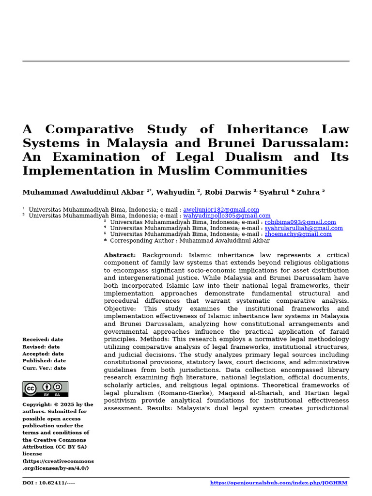 Jurnal Muhammad Awaludin Akbar | PDF | Sharia | Brunei