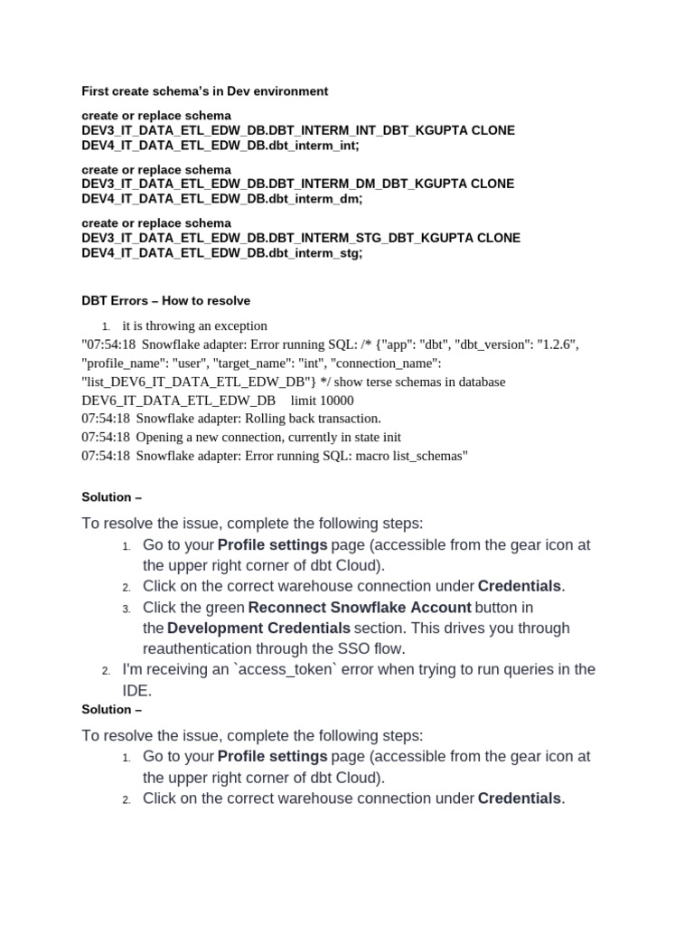 DBT Errors | PDF