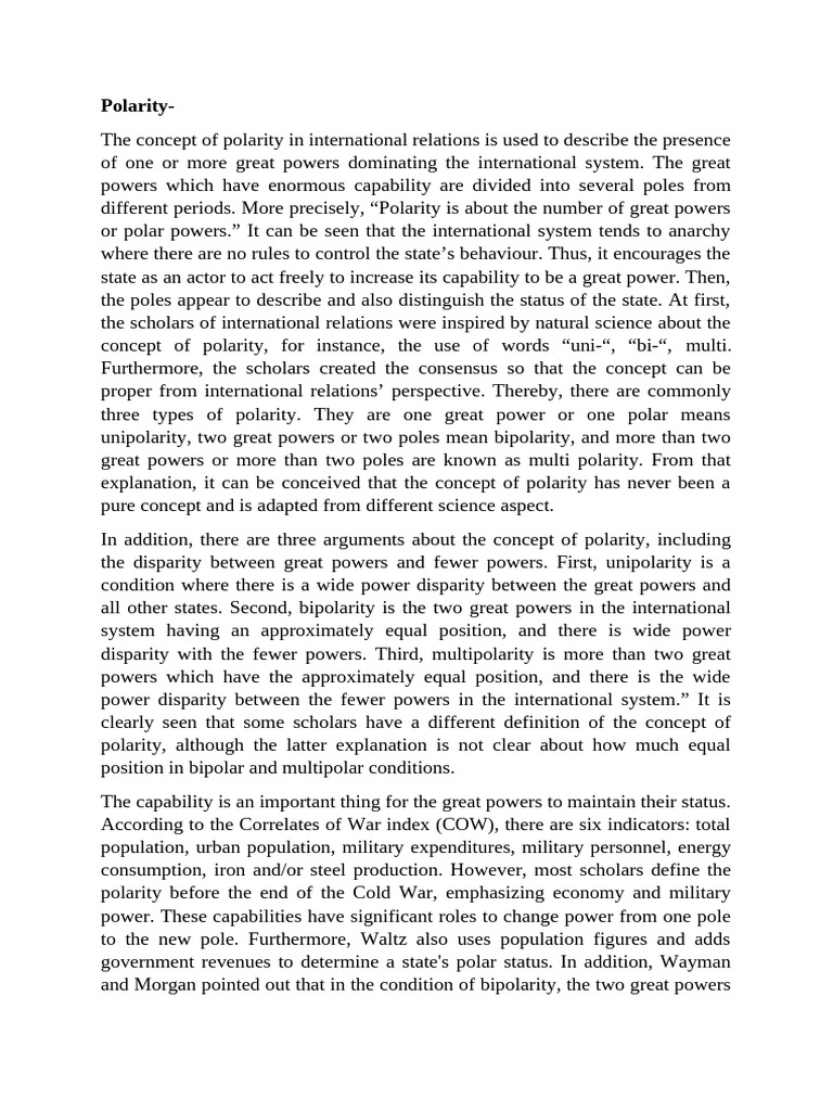 POLARITY | PDF | Polarity (International Relations) | Global Governance
