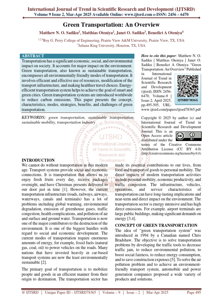 Overview of Green Transportation Systems | PDF | Transport | Electric ...
