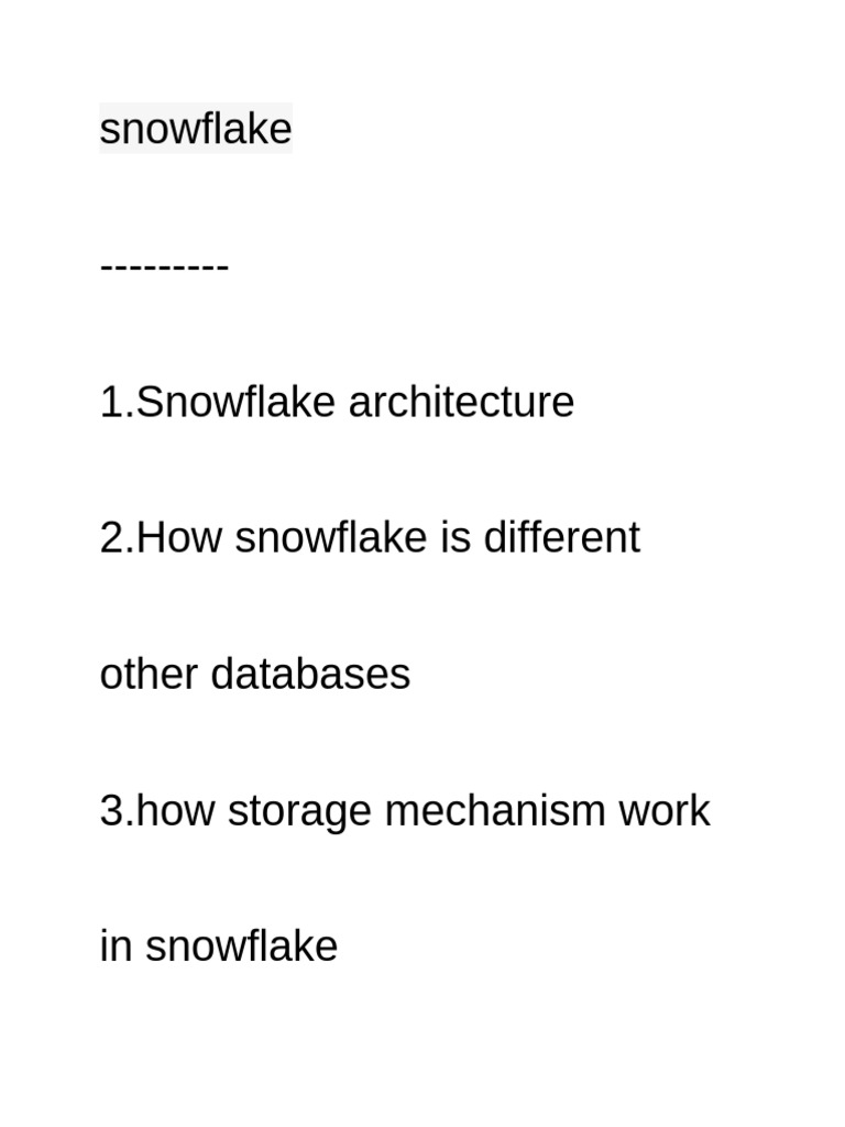 Snowflake Architecture and Data Management Guide | PDF
