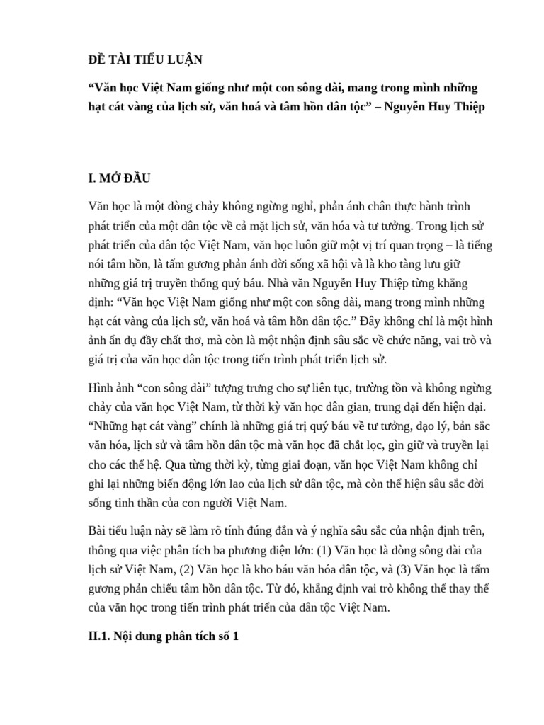 Tieu Luan Van Hoc Viet Nam Day Du | PDF