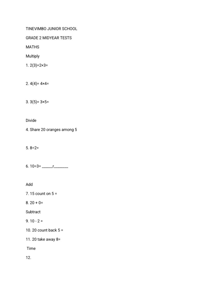 Grade 2 Midyear(1) | PDF