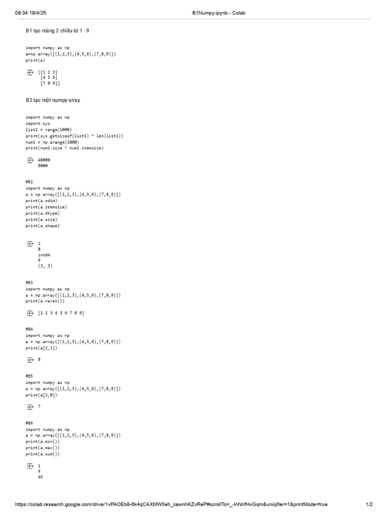 B1numpy Ipynb Colab Pdf