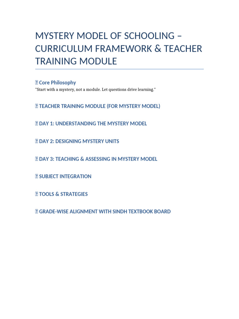 Mystery Model Teacher Training Module | PDF