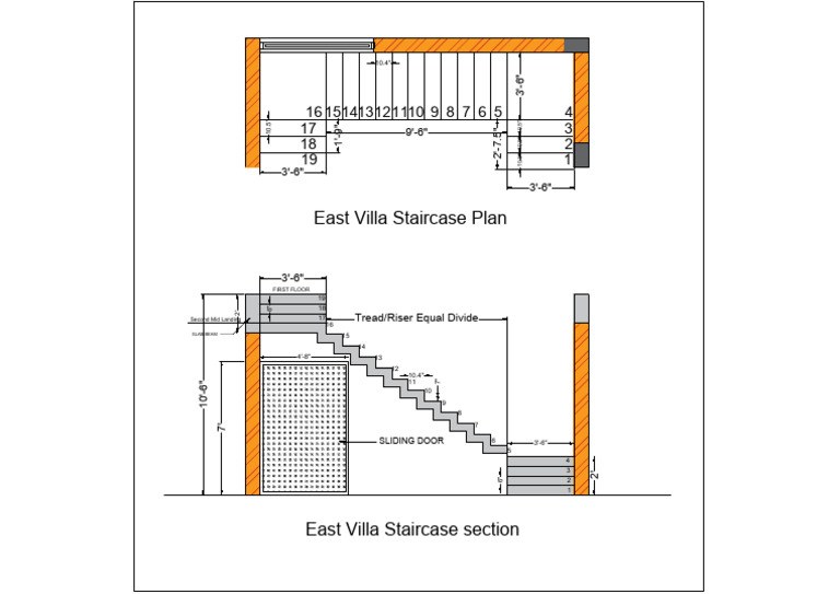 East Villa Staircase Sectional Drawing R1-1 | PDF | Stairs ...