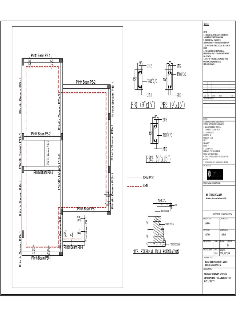 Plinth Beam Layout r0 Structural 40x50 FT East Villa | PDF | Chess Theory | Chess