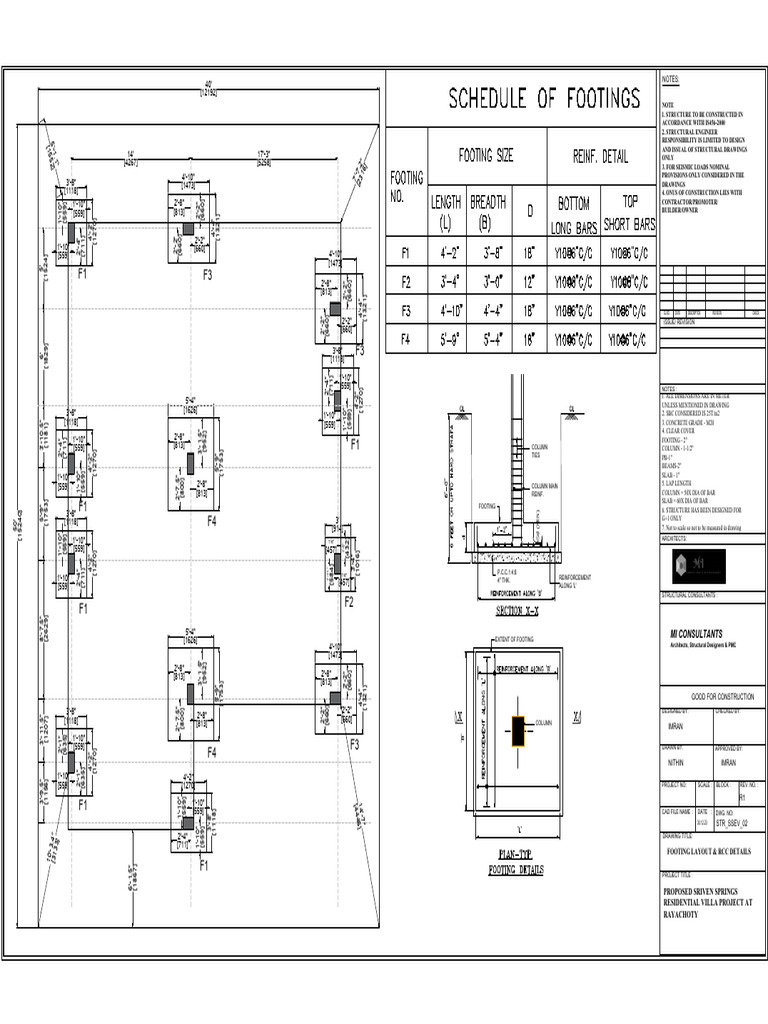 Footing Layout r1 Structural 40x50 FT East Villa | PDF | Chess Theory ...