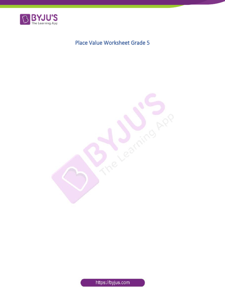 Grade 5 Place Value Worksheet PDF | PDF