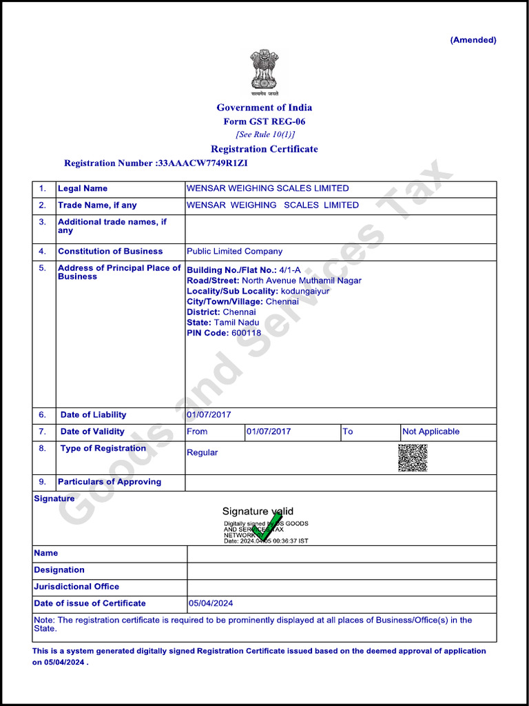 Wensar GST 2024 | PDF