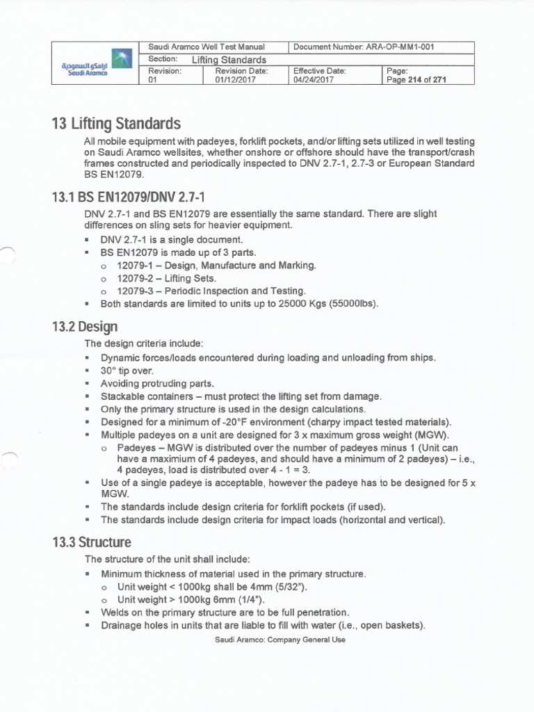 Aramco Lifting Standars Explained | PDF
