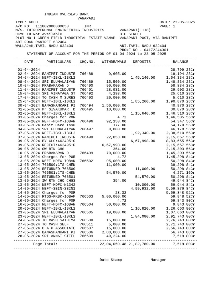 IOB Account Statement PDF Download | PDF | Money | Personal Finance