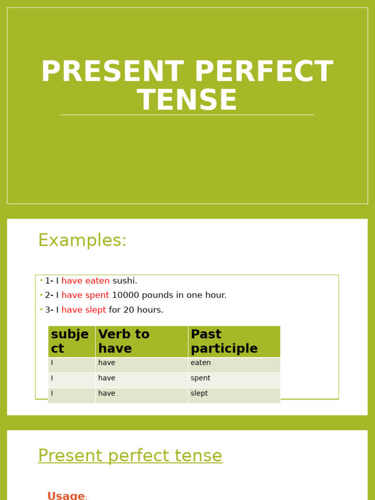 Present Perfect Tense Explained | PDF