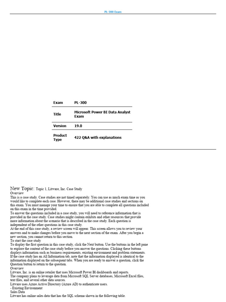 PL-300 084254 | PDF | Microsoft Sql Server | Table (Database)