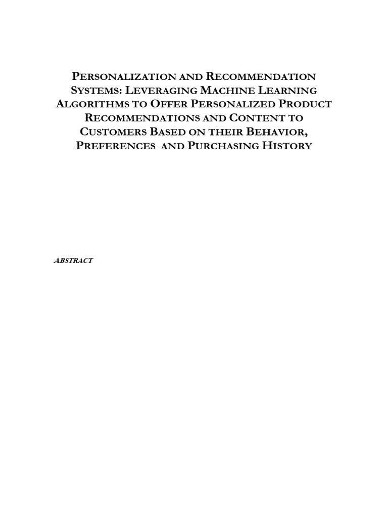 Personalized Recommendation Systems Explained | PDF | Artificial ...
