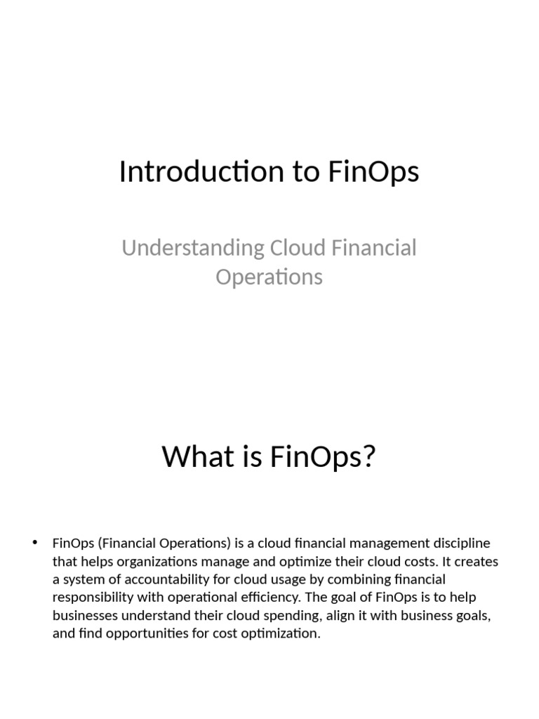 Introduction to FinOps Framework | PDF | Budget | Cloud Computing