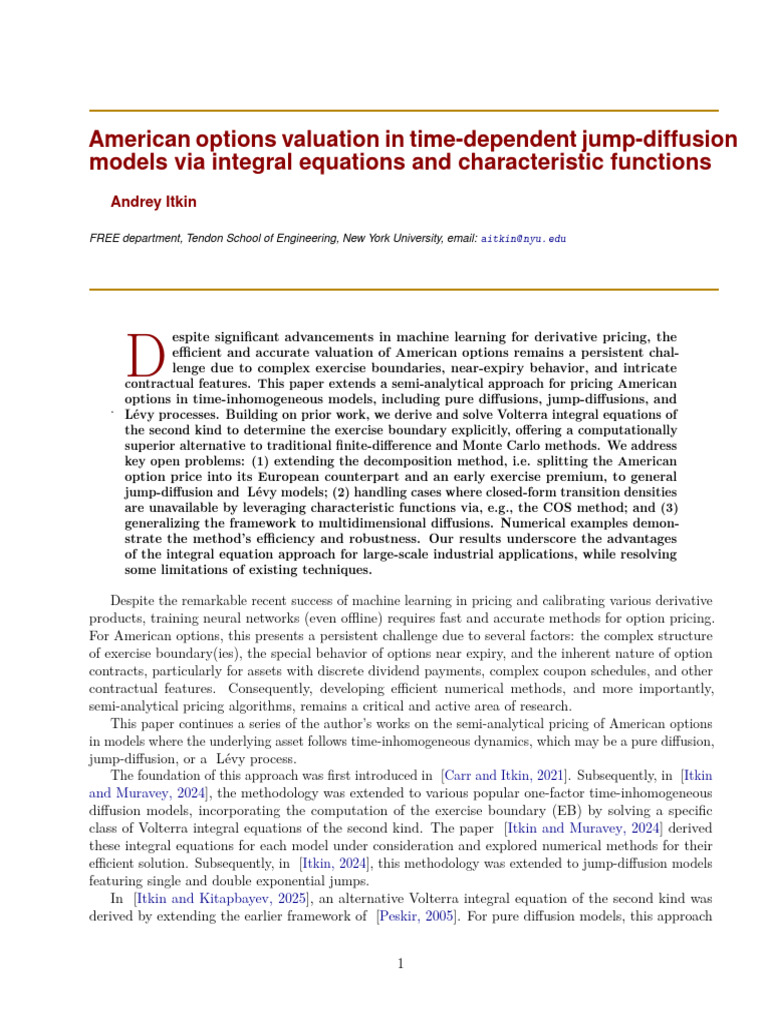 American Options Jump Diffusion Models | PDF | Option (Finance) | Greeks (Finance)
