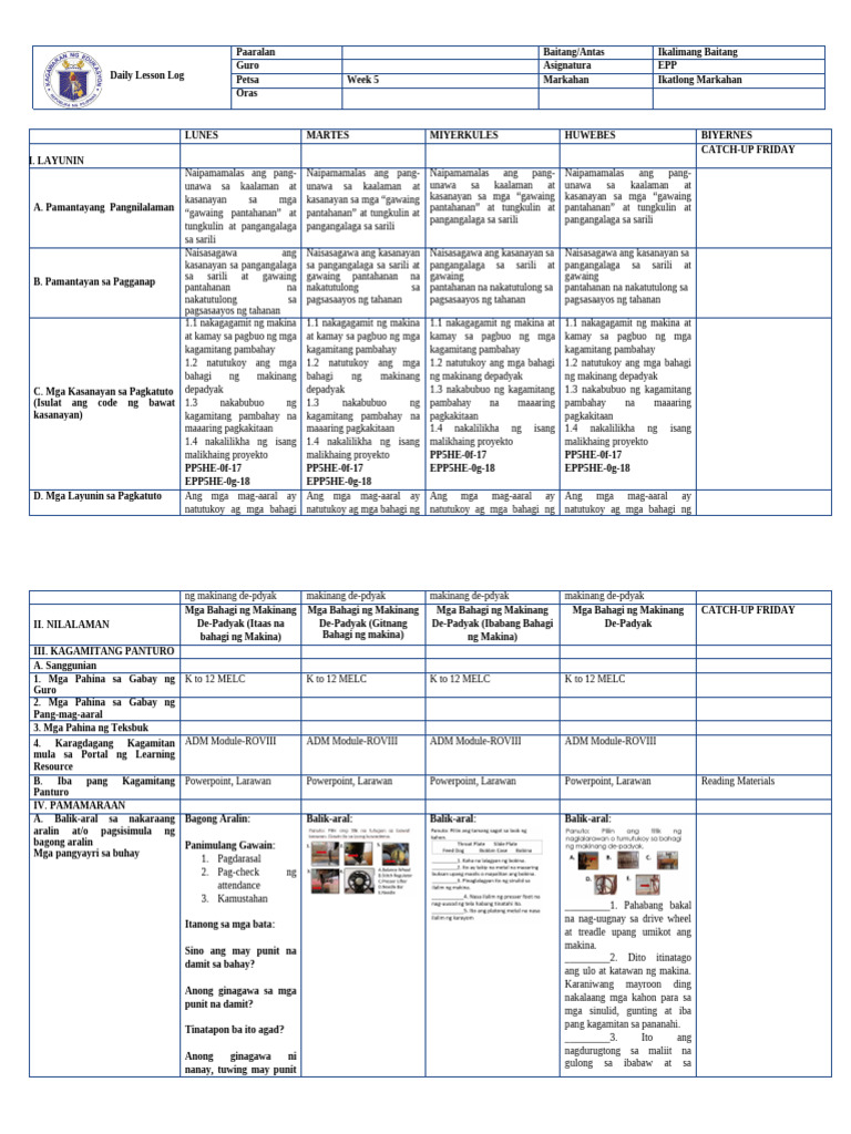 DLL Week 5-q3 Epp 5 | PDF