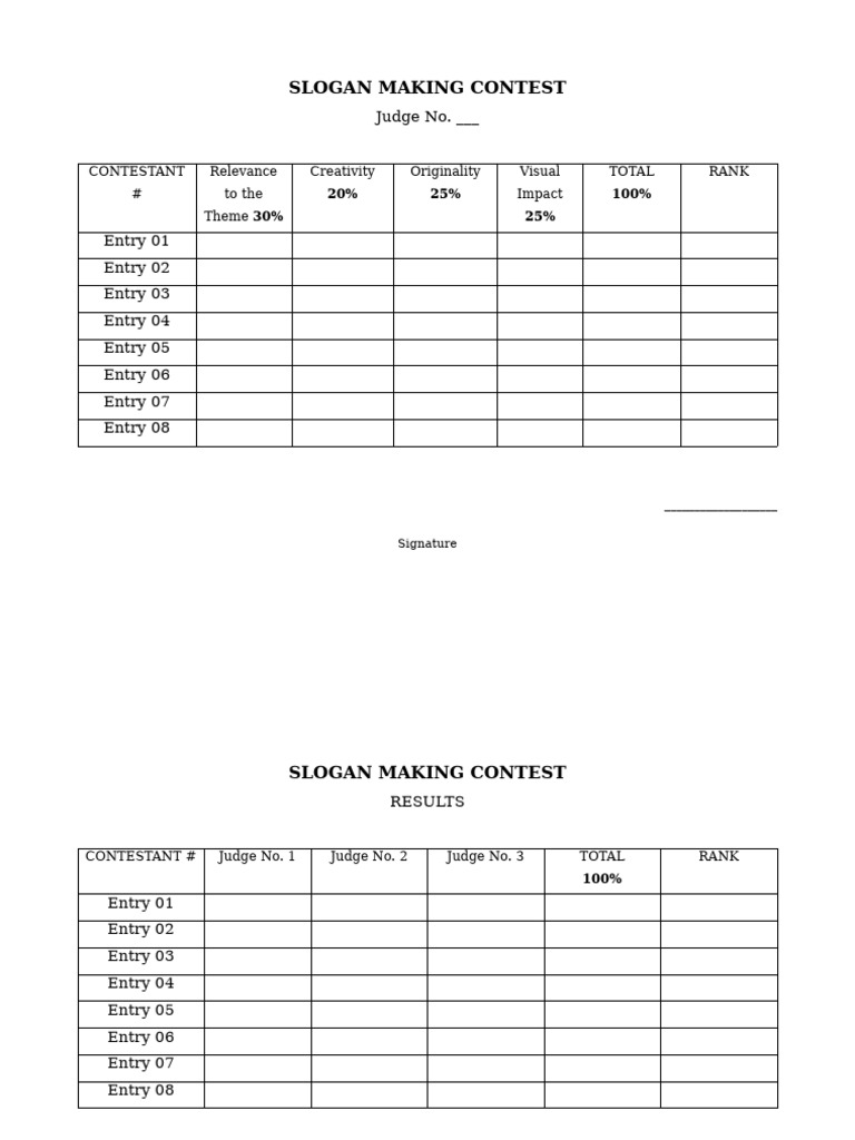 Scoresheet Slogan and Poster Making Contest | PDF