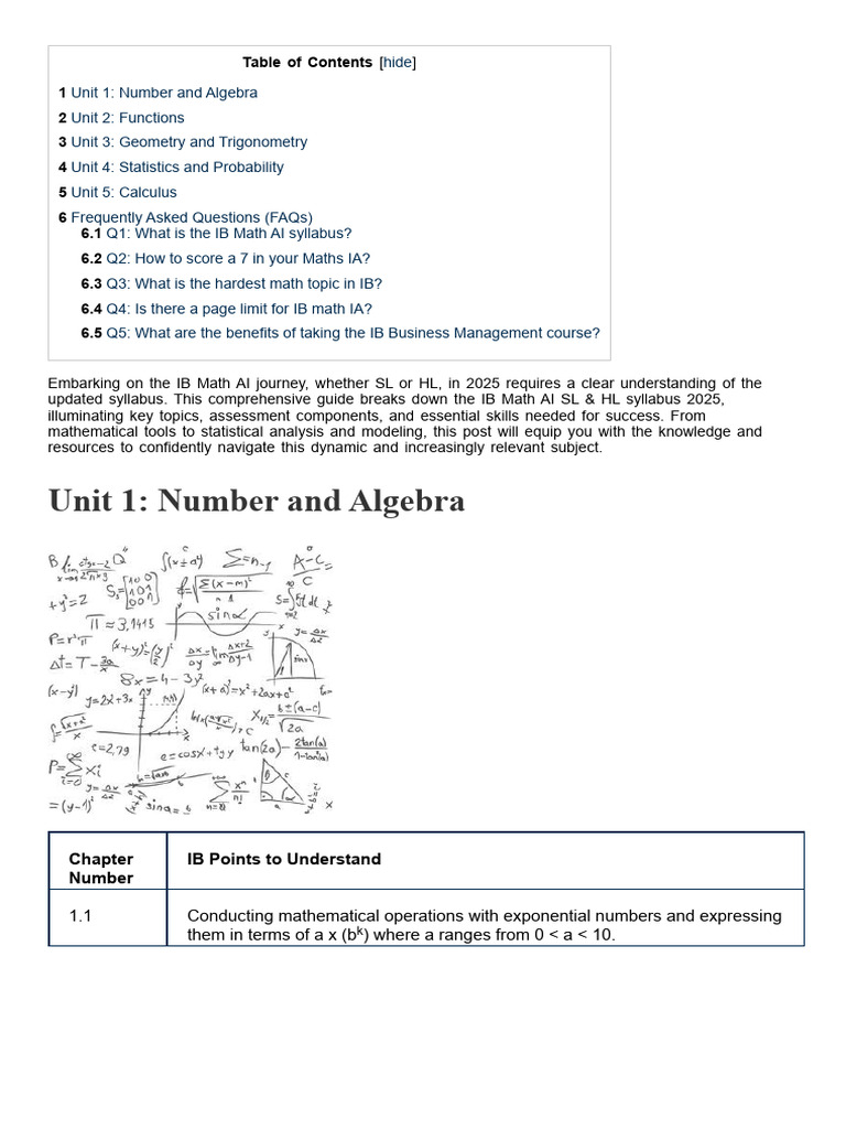 Comprehensive IB Maths AI SL & HL Syllabus 2025 - TYCHR | PDF | Matrix ...