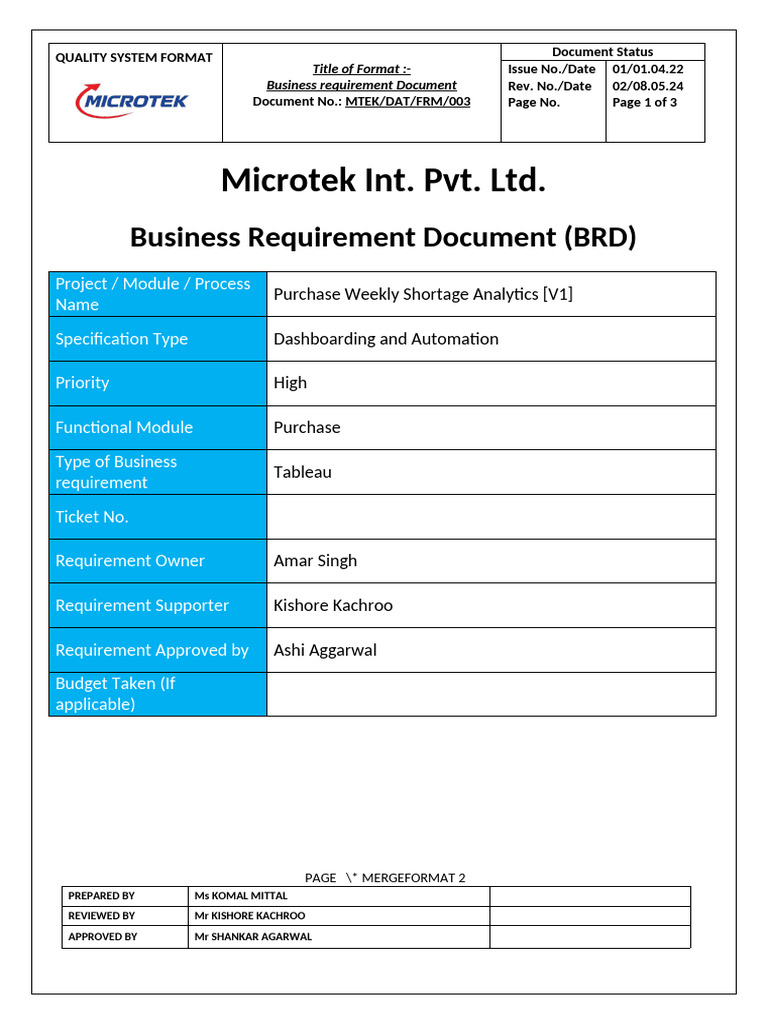 Purchase Weekly Stock Shortage Analytics (V1) | PDF | Computing | Business