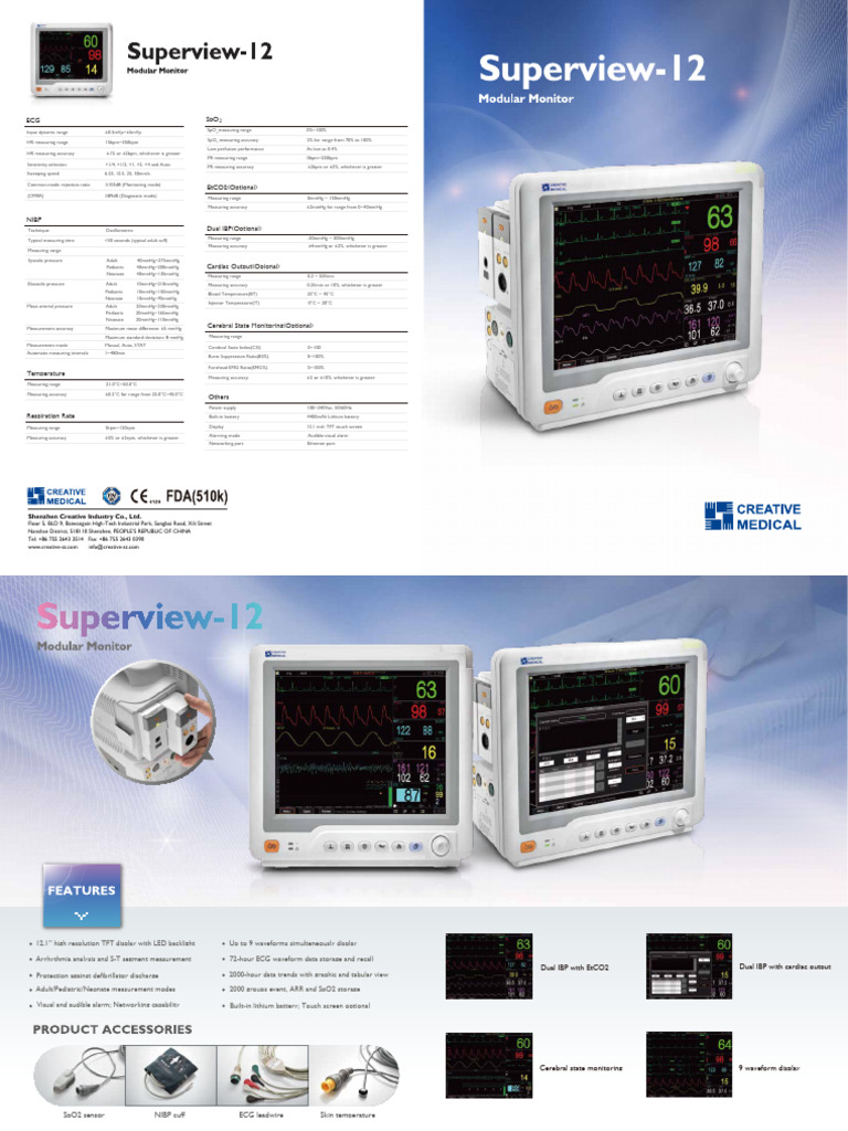 Comprehensive Vital Signs Monitor Specifications | PDF | Electrical ...