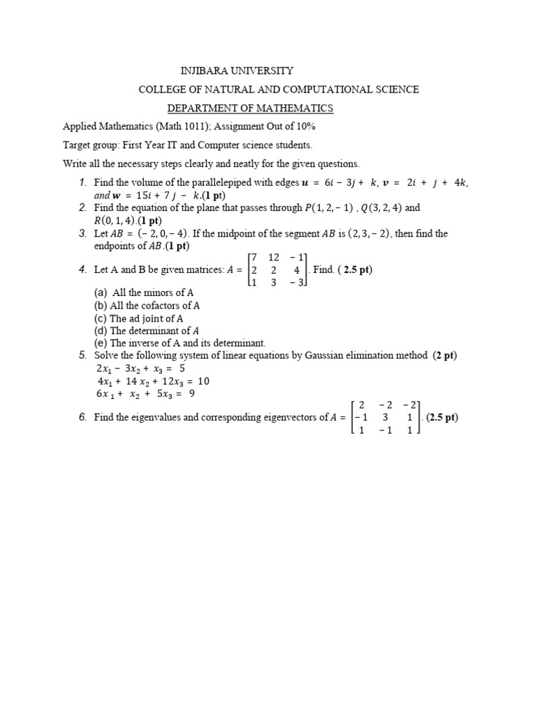 Applied Matmatics Ass 1 | PDF