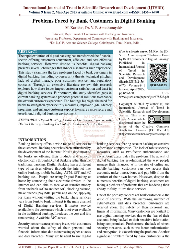 Problems Faced by Bank Customers in Digital Banking | PDF | Chi Squared ...