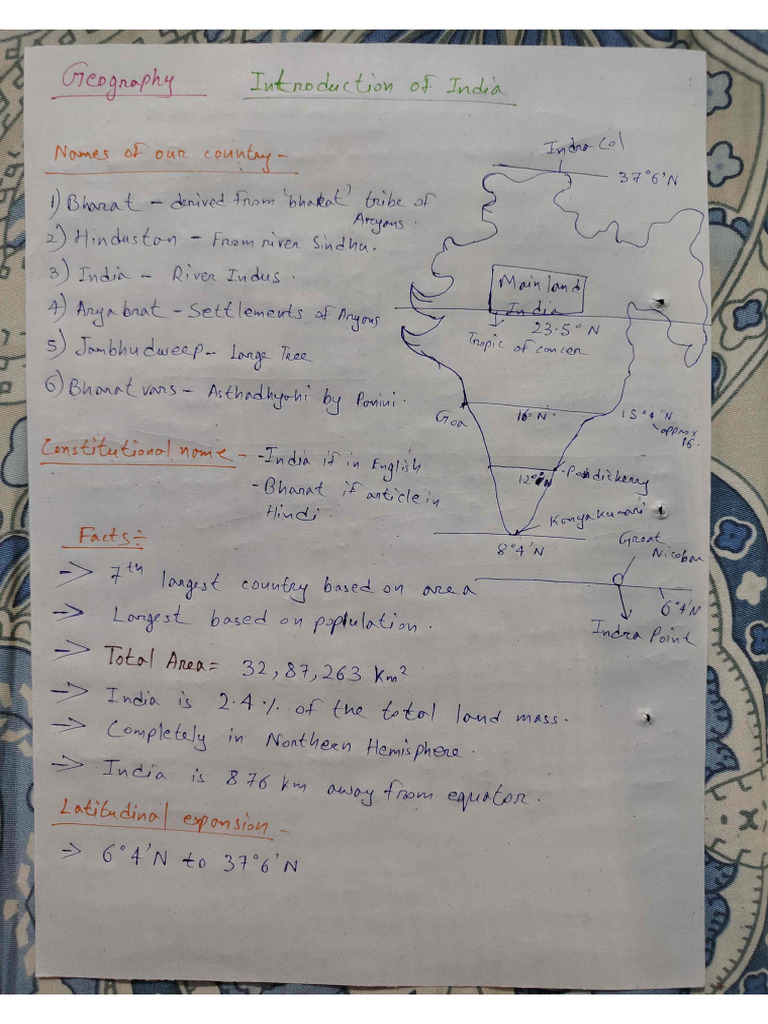 Geography - Introduction To India | PDF