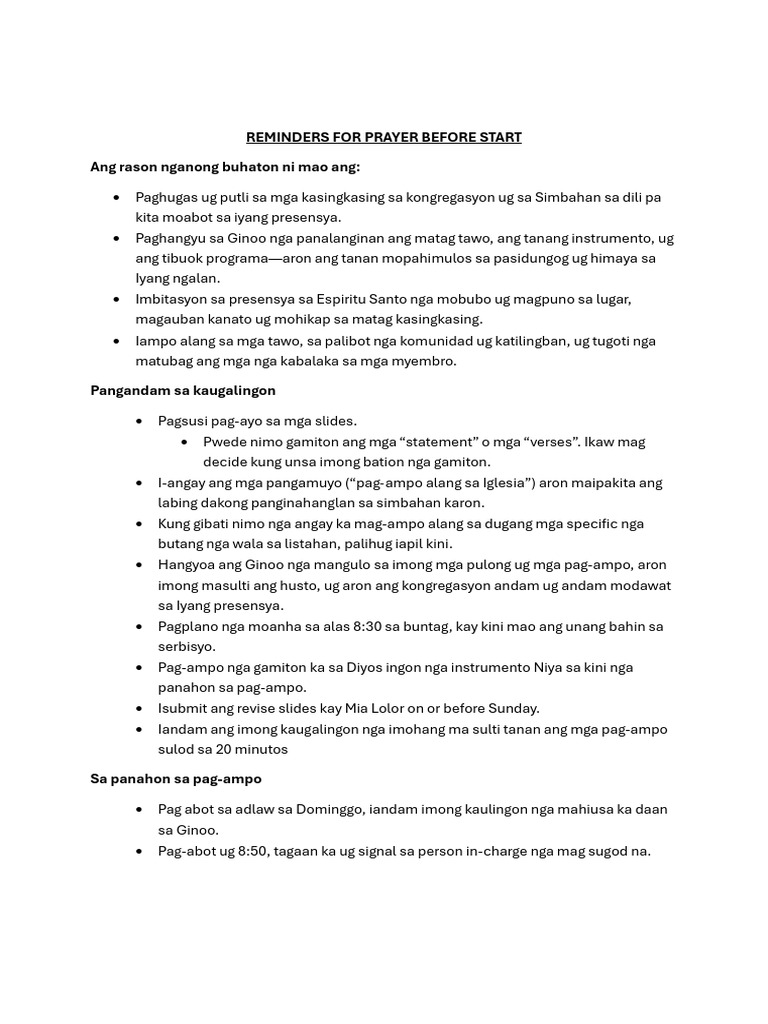 Guide For Prayer Leaders | PDF