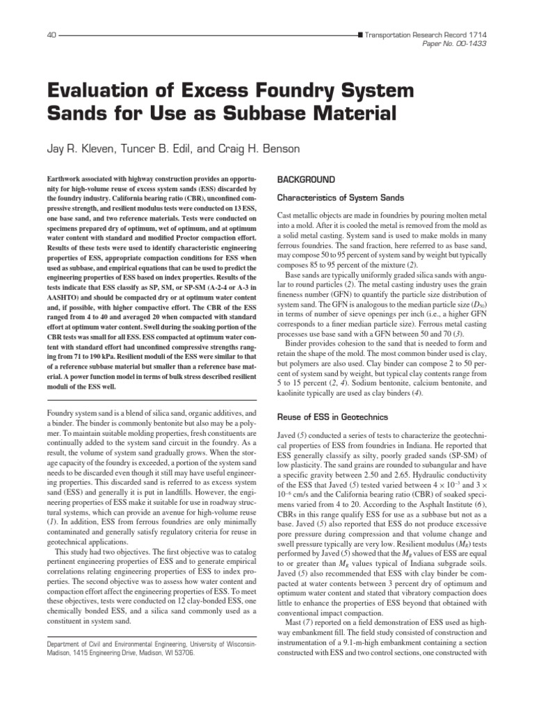Evaluating Excess Foundry Sands for Subbase | PDF | Regression Analysis ...