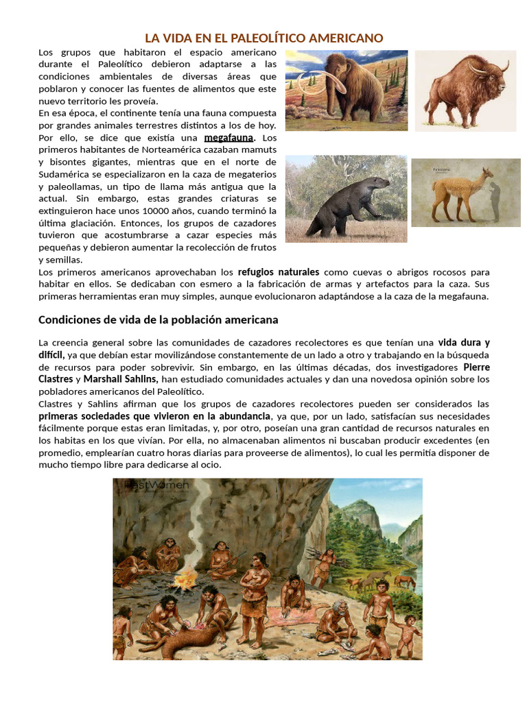 Vida de Cazadores en el Paleolítico | PDF | Cazador recolector | Andes