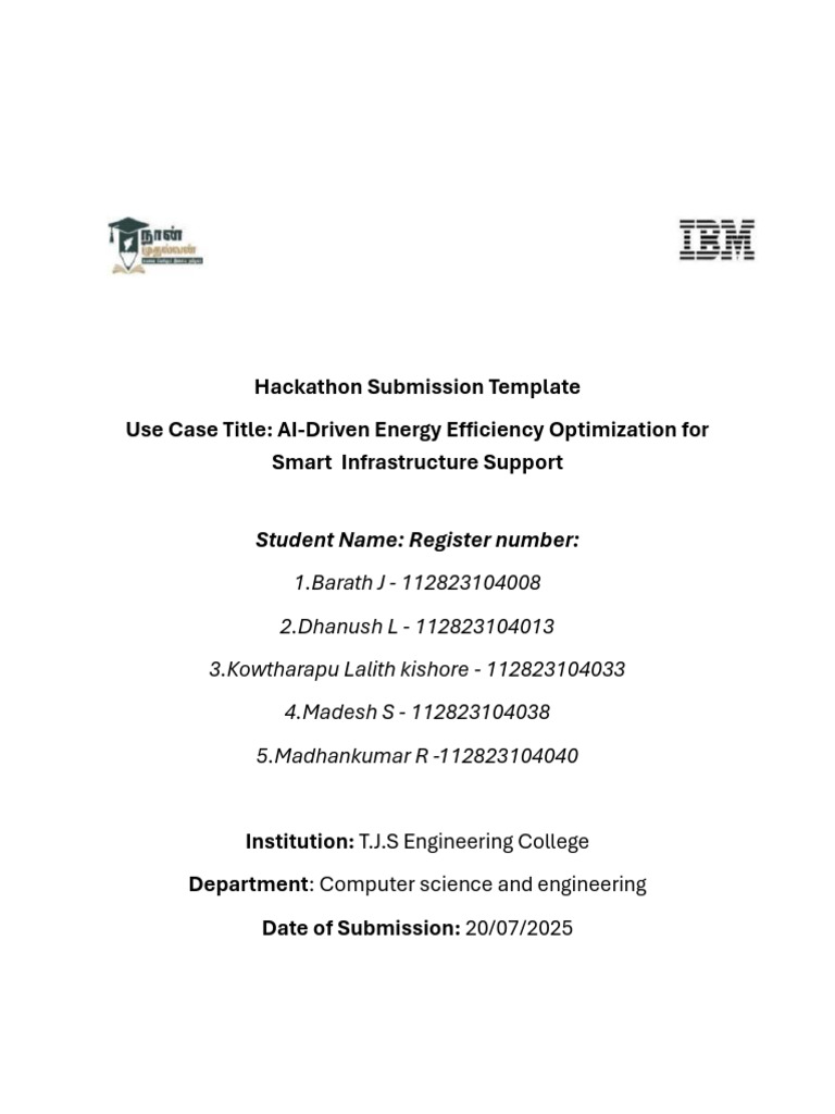 Hackathon Submission Template Team2 Phase 1 | PDF | Internet Of Things ...