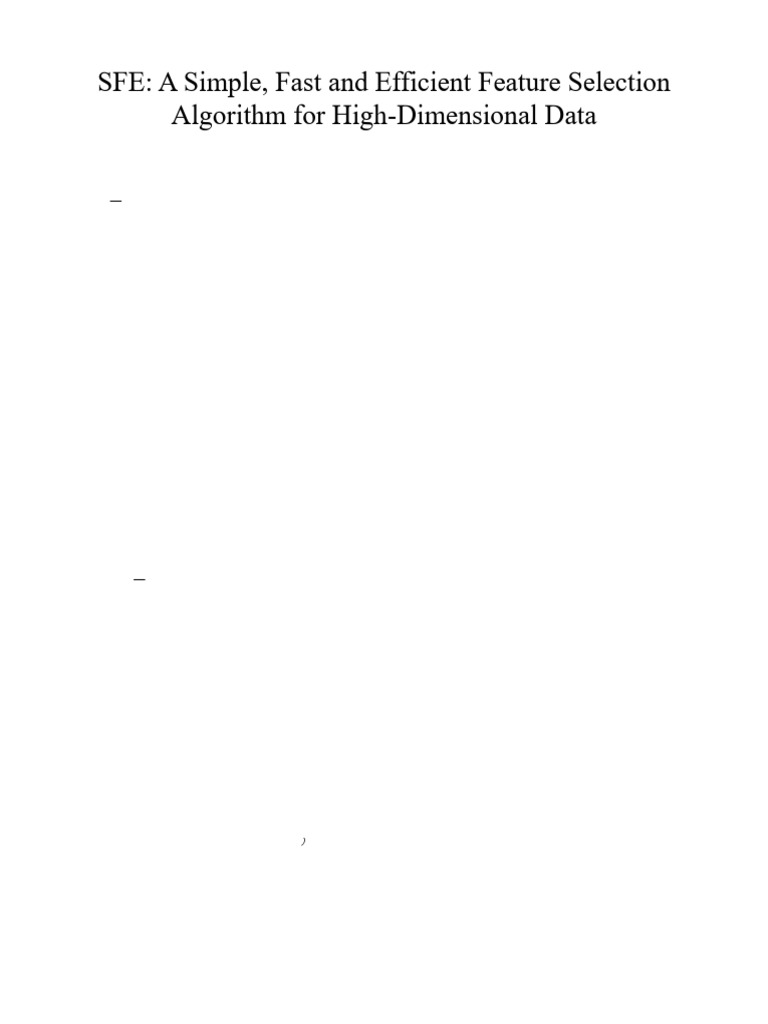 SFE: A Simple, Fast and Efficient Feature Selection Algorithm For High-Dimensional Data | PDF ...