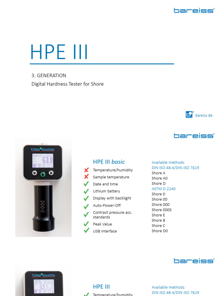 HPE III Digital Hardness Tester Overview | PDF